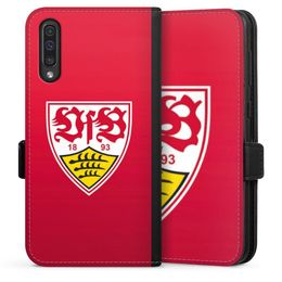 DeinDesign Galaxy A50 Handy Klapph&uuml;lle Handyh&uuml;lle aus Kunst Leder schwarz Flip Case Logo Official Licensed Product Vfb Stuttgart Sideflip mit Lasche