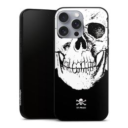 DeinDesign iPhone 16 Pro Max Handy Slim Case extra d&uuml;nn Silikon Handyh&uuml;lle schwarz H&uuml;lle Totenkopf Fc St. Pauli Official Licensed Product Silikon Slim Case