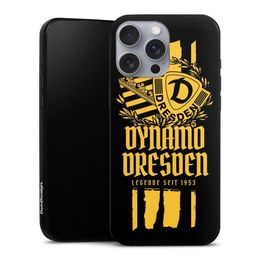 DeinDesign iPhone 16 Pro Max Handy Slim Case extra d&uuml;nn Silikon Handyh&uuml;lle schwarz H&uuml;lle Sg Dynamo Dresden Statement Sgd Silikon Slim Case