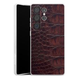 DeinDesign Galaxy S25 Ultra Handy Silikon H&uuml;lle Case transparent Handyh&uuml;lle Leather Crocodile Animal Print Silikon Case