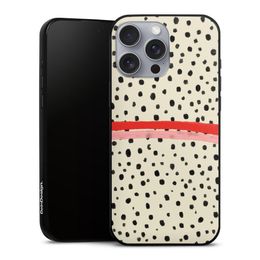 DeinDesign iPhone 16 Pro Max Handy Slim Case extra d&uuml;nn Silikon Handyh&uuml;lle schwarz H&uuml;lle Stripes Points Kunst Silikon Slim Case