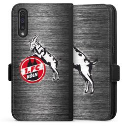 DeinDesign Galaxy A50 Handy Klapph&uuml;lle Handyh&uuml;lle aus Kunst Leder schwarz Flip Case Official Licensed Product Metallic Look 1. Fc K&ouml;ln Sideflip mit Lasche