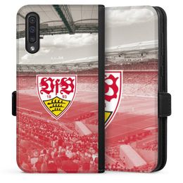 DeinDesign Galaxy A50 Handy Klapph&uuml;lle Handyh&uuml;lle aus Kunst Leder schwarz Flip Case Stadium Vfb Stuttgart Official Licensed Product Sideflip mit Lasche