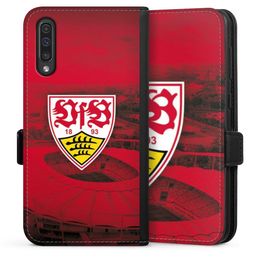 DeinDesign Galaxy A50 Handy Klapph&uuml;lle Handyh&uuml;lle aus Kunst Leder schwarz Flip Case Vfb Stuttgart Official Licensed Product Stadium Sideflip mit Lasche