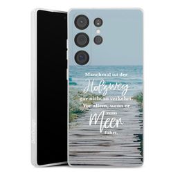 DeinDesign Galaxy S25 Ultra Handy Silikon H&uuml;lle Case transparent Handyh&uuml;lle Spruch Beach Statement Silikon Case