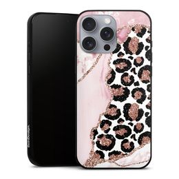 DeinDesign iPhone 16 Pro Max Handy Slim Case extra d&uuml;nn Silikon Handyh&uuml;lle schwarz H&uuml;lle Leopard Glitzer Marble Silikon Slim Case