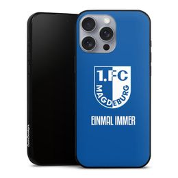 DeinDesign iPhone 16 Pro Max Handy Slim Case extra d&uuml;nn Silikon Handyh&uuml;lle schwarz H&uuml;lle Coat Of Arms Official Licensed Product 1. Fc Magdeburg Silikon Slim Case