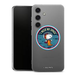 DeinDesign Galaxy S25 Handy Silikon H&uuml;lle Case transparent Handyh&uuml;lle Peanuts Weltall Snoopy Silikon Case
