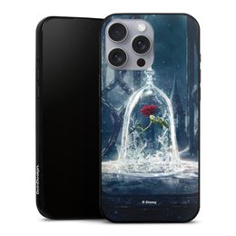 DeinDesign iPhone 16 Pro Max Handy Slim Case extra d&uuml;nn Silikon Handyh&uuml;lle schwarz H&uuml;lle Rose The Beauty And The Beast Disney Princess Silikon Slim Case