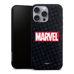 DeinDesign iPhone 16 Pro Max Handy Slim Case extra d&uuml;nn Silikon Handyh&uuml;lle schwarz H&uuml;lle Logo Marvel Comic Silikon Slim Case
