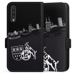 DeinDesign Galaxy A50 Handy Klapph&uuml;lle Handyh&uuml;lle aus Kunst Leder schwarz Flip Case Skyline Official Licensed Product 1. Fc K&ouml;ln Sideflip mit Lasche