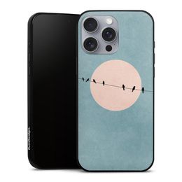 DeinDesign iPhone 16 Pro Max Handy Slim Case extra d&uuml;nn Silikon Handyh&uuml;lle schwarz H&uuml;lle Bird Turquoise Moon Silikon Slim Case