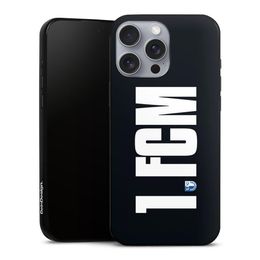 DeinDesign iPhone 16 Pro Max Handy Slim Case extra d&uuml;nn Silikon Handyh&uuml;lle schwarz H&uuml;lle 1. Fcm 1. Fc Magdeburg Official Licensed Product Silikon Slim Case
