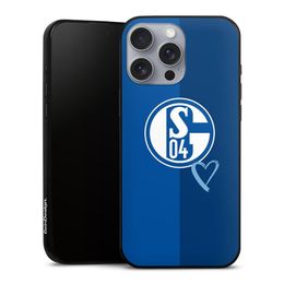 DeinDesign iPhone 16 Pro Max Handy Slim Case extra d&uuml;nn Silikon Handyh&uuml;lle schwarz H&uuml;lle Heart Schalke 04 Fc Schalke 04 Silikon Slim Case