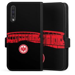 DeinDesign Galaxy A50 Handy Klapph&uuml;lle Handyh&uuml;lle aus Kunst Leder schwarz Flip Case Official Licensed Product Eintracht Frankfurt Stadium Sideflip mit Lasche