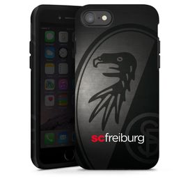 DeinDesign iPhone SE (2020) Handy Panzer Handyh&uuml;lle robuste Outdoor H&uuml;lle Schutzh&uuml;lle matt Sc Freiburg Official Licensed Product Metallic Look Tough Case