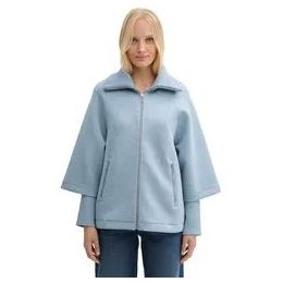 Cape Tom Tailor, Damen, Gr. M (38), light blau indigo melange, Obermaterial: 50% Polyester, 44% Viskose, 6% Elasthan. Futter: 100% Polyester, meliert, casual, regular fit taillenbedeckt, ohne Ausschnitt, 3/4-Ärmel breiter Bund, Jacken, mit Stehkragen