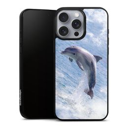 DeinDesign iPhone 16 Pro Max Handy Slim Case extra d&uuml;nn Silikon Handyh&uuml;lle schwarz H&uuml;lle Wale Ocean Dolphin Silikon Slim Case