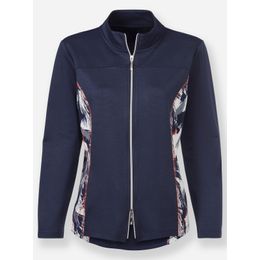 Heine Witt Damen Shirtjacke mit Kontrast-Eins&auml;tzen, marine-wei&szlig;-bedruckt, Gr&ouml;&szlig;e 42
