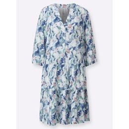 WITT Damen Druckkleid in Stufenform, ecru-jeansblau-bedruckt, Gr&ouml;&szlig;e 40
