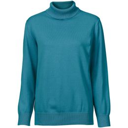 WITT Damen Rollkragenpullover aus reiner Baumwolle, petrol, Gr&ouml;&szlig;e 38