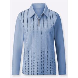WITT Damen Poloshirt in Interlock-Qualit&auml;t, bleu-bedruckt, Gr&ouml;&szlig;e 54