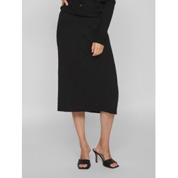 Strickrock Vila "VICOMFY A-LINE KNIT SKIRT- NOOS", Damen, Gr. S (36), schwarz, Strick, Obermaterial: 51% Viskose, 27% Polyester, 22% Polyamid, unifarben, modisch, kniebedeckend, Röcke