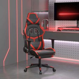 vidaXL Gaming-Stuhl mit Massage & Fußstütze Schwarz & Rot Kunstleder