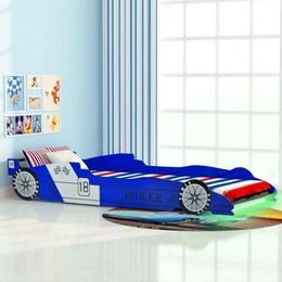 vidaXL Kinderbett mit LED im Rennwagen Design 90 x 200 cm Blau - Kinderbett - Kinderbetten - Bett - Betten