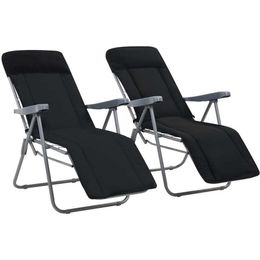 vidaXL Klappbare Gartenstühle mit Polstern 2 Stk. Schwarz