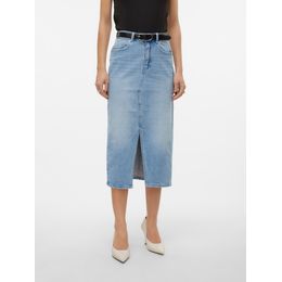 Véro Moda Maxirock VERO MODA "VMVERI HR CALF DENIM SKIRT GA NOOS", Damen, Gr. M (38), blau (light blau denim), Denim/Jeans, Obermaterial: 99% Baumwolle, 1% Elasthan, unifarben, modisch, regular fit wadenlang, Röcke