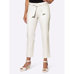 Bequeme Jeans Inspirationen, Damen, Gr. 52, Normalgrößen, beige (ecru), 97% Baumwolle, 3% Elasthan, unifarben, lang, Jeans