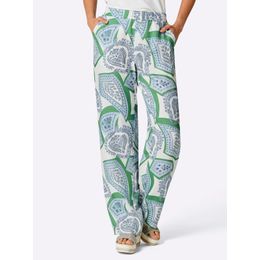 CREATION L PREMIUM Wit Damen Druckhose mit Digitalprint, wei&szlig;-hellblau-bedruckt, Gr&ouml;&szlig;e 38