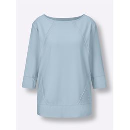 CREATION L PREMIUM Witt Damen Sweatshirt im Lagenlook mit Webbesatz, hellblau, Gr&ouml;&szlig;e 38
