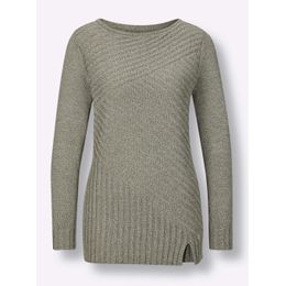 CREATION L PREMIUM Witt Damen Langarm-Pullover in Rippenstrick, khaki-meliert, Gr&ouml;&szlig;e 36