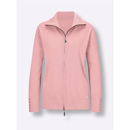 CREATION L PREMIUM Wit Damen Feinstrickjacke mit gestreiften Abschl&uuml;ssen, rosenquarz, Gr&ouml;&szlig;e 36