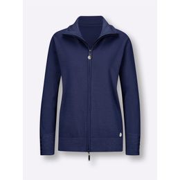 CREATION L PREMIUM Wit Damen Feinstrickjacke mit gestreiften Abschl&uuml;ssen, marine, Gr&ouml;&szlig;e 38