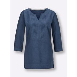 CREATION L PREMIUM Witt Damen Leinenbluse im Tunika-Stil, jeansblau, Gr&ouml;&szlig;e 44