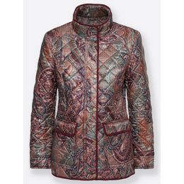 WITT Damen Steppjacke mit Kontrast-Paspel, burgund-aquapetrol-bedruckt, Gr&ouml;&szlig;e 52