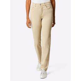 Ascari Damen 5-Pocket-Jeans mit Softtouch-Oberfl&auml;che, sand, Gr&ouml;&szlig;e 24