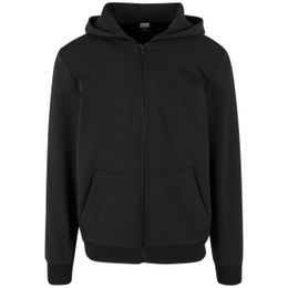 Sweatjacke Urban Classics "Urban Classics Herren Cozy Zip Hoody", Herren, Gr. M, schwarz, 95% Baumwolle, 5% Elasthan, unifarben, Langarm, Sweatjacken