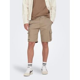 Only & Sons Cargoshorts ONLY & SONS "ONSNEXT CARGO 4564 SHORTS", Herren, Gr. S, N-Gr, beige (chinchilla), Obermaterial: 98% Baumwolle, 2% Elasthan, unifarben, Basic, regular fit, Hosen