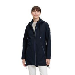 Outdoorjacke Betty Barclay "Betty Barclay Outdoorjacke mit abnehmbarer Kapuze", Damen, Gr. 36, blau (dunkelblau), Obermaterial: 88% Polyester, 12% Elasthan. Besatz: 100% Polyamid. Futter: 100% Polyester., sportlich, tailliert, Langarm, Jacken