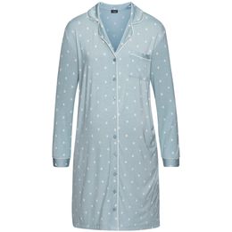 Umstandsnachthemd Vivance Dreams, Damen, Gr. 32/34, N-Gr, blau (hellblau, gemustert), Single Jersey, Obermaterial: 95% Viskose, 5% Elasthan, gemustert, feminin, bequem kurz, V-Ausschnitt, Langarm eingesetzt Manschette, Kleider, Schöner Allover-Print