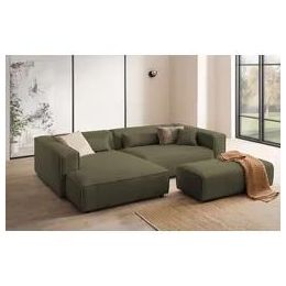 Polsterecke "PIARA XXL, L-Form mit Schlaffunktion, Big-Sofa in Cord o. Leinenoptik", grün (khaki), B:288cm T:198cm, 100% Polyester, LeGer Home by Lena Gercke, Sofas, Hocker stellbar zum Schlafsofa (Krokodilverbinder), tiefe Sitzfläche