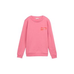 Tom Tailor Damen Loose Fit Sweatshirt mit Print, rosa, Uni, Gr. XXL