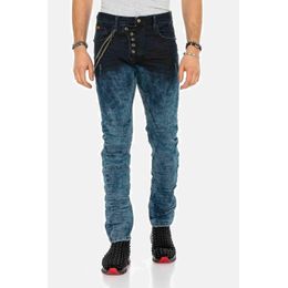 Cipo & Baxx Regular-fit-Jeans CIPO & BAXX "Jeans", Herren, Gr. 30, Länge 34, blau (jeans dunkelblau), 98% Baumwolle;2% Elasthan, unifarben, regular fit lang, Jeans, in Regular-Fit, CD-155