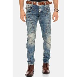 Cipo & Baxx Straight-Jeans CIPO & BAXX "Jeans", Herren, Gr. 30, L&auml;nge 32, blau (jeansblau), 100% Baumwolle, unifarben, regular fit lang, Jeans Straight-Jeans, in Straight-Fit, C-0894