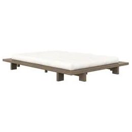 Bettgestell KARUP DESIGN "JAPAN BED Bodenbett, Holzrahmen, Futonbett, Jugendbett, Holzbett", braun (kiefer carob braun lackiert), B:168cm H:20cm L:228cm, Betten, Massivholzbett mit Lattenrost, Kiefer massiv, Bett ohne Kopfteil