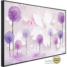papermoon Infrarotheizung "Muster mit Blumen und Wasser", bunt (kunstmotiv im aluminiumrahmen), B/H/T: 120cm x 75cm x 3cm, 900 W, Heizkörper, sehr angenehme Strahlungswärme